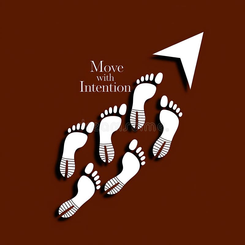 Move with Intention Footprints with Arrow Path Behind, with Thick White ...