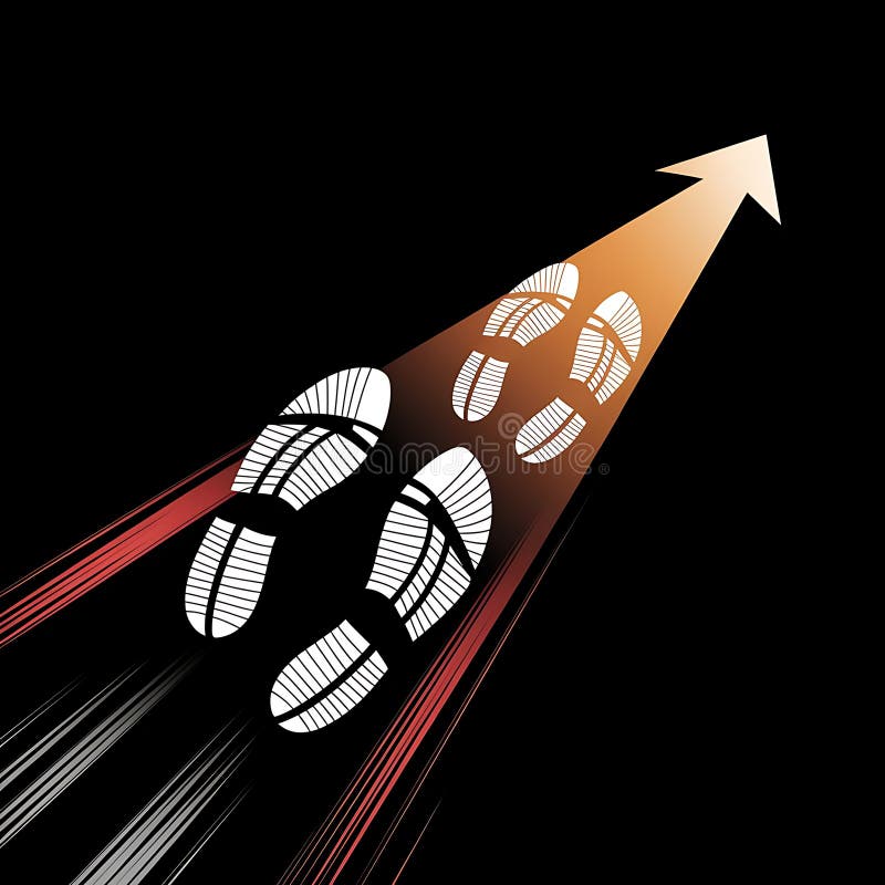 Move with Intention Footprints with Arrow Path Behind, with Thick White ...