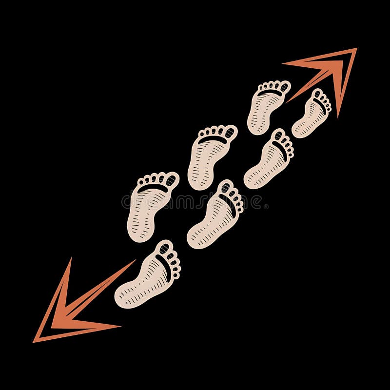 Move with Intention Footprints with Arrow Path Behind, with Thick White ...