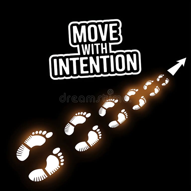 Move with Intention Footprints with Arrow Path Behind, with Thick White ...