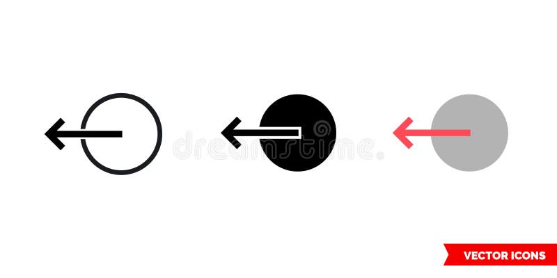 Move Left Icon of 3 Types Color, Black and White, Outline. Isolated ...