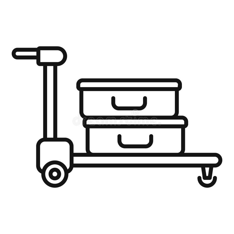 Move Luggage Trolley Icon Outline Vector. Move Weight Stock ...