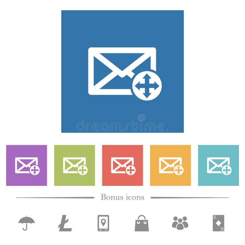 Move Mail Flat White Icons in Square Backgrounds Stock Vector ...