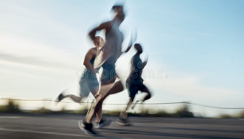 We Move at Super Speed. Blurred Shot of Three Athletic Young Men ...