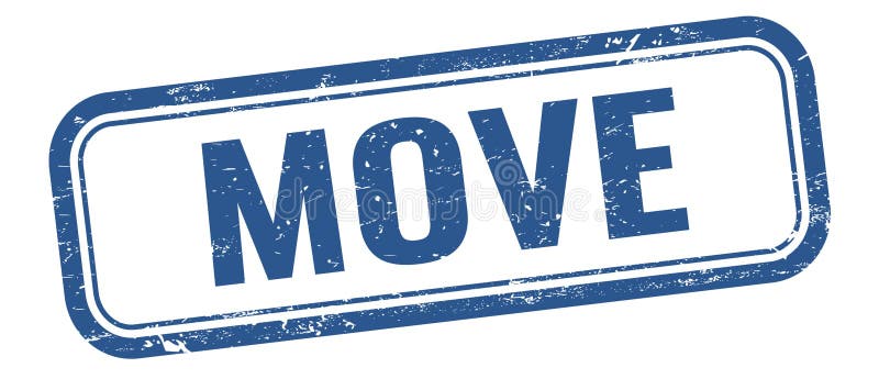 MOVE Text on Blue Grungy Vintage Stamp Stock Illustration ...