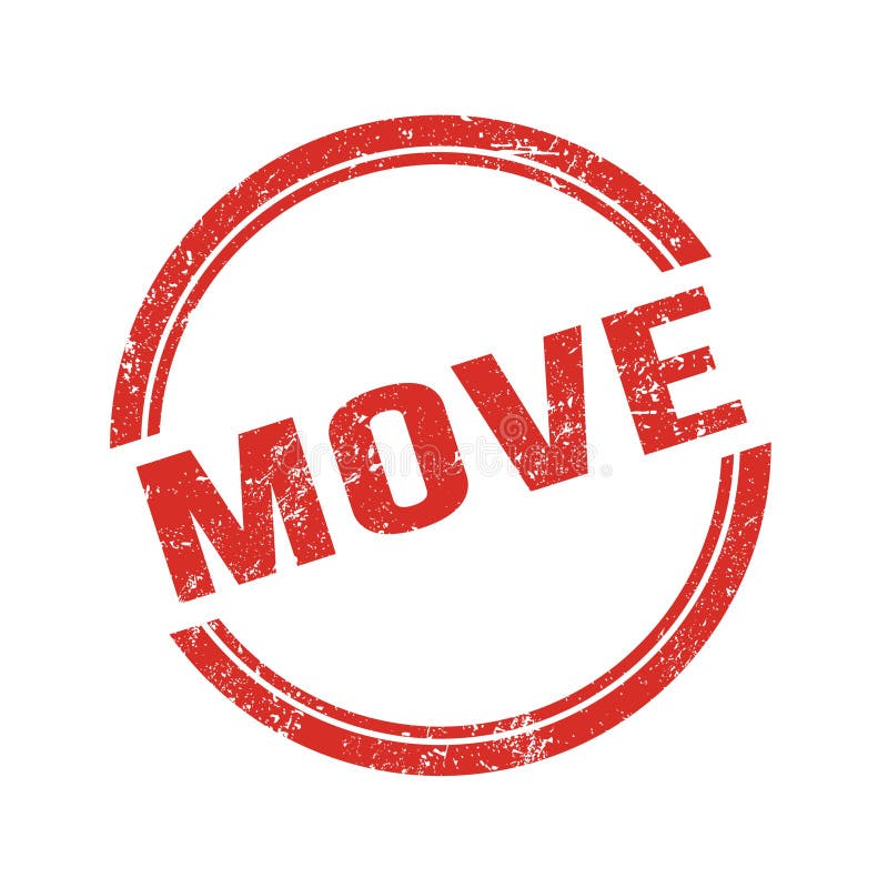 MOVE Text Written on Red Grungy Round Stamp Stock Illustration ...