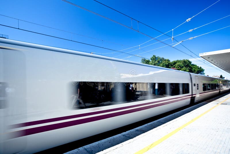 Move train on station stock photo. Image of blur, rail - 12700248