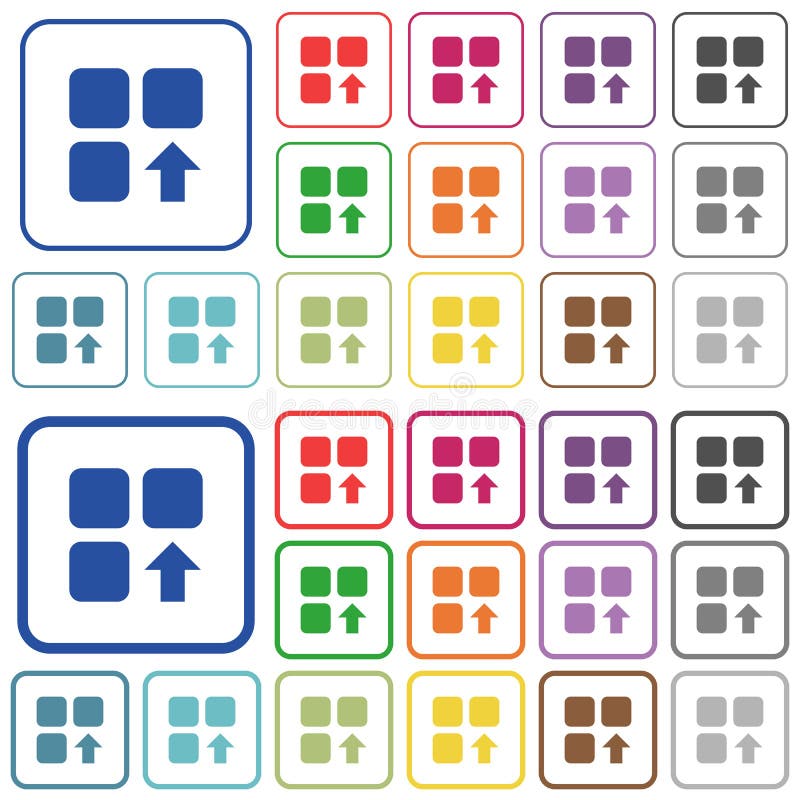 Move Up Component Outlined Flat Color Icons Stock Vector - Illustration ...