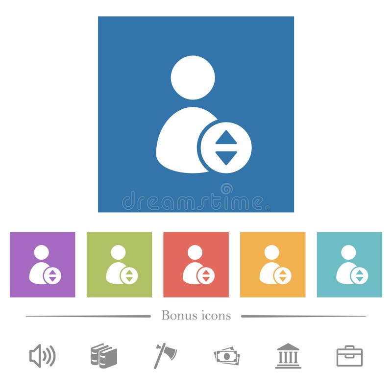 Move User Account Flat White Icons in Square Backgrounds Stock Vector ...