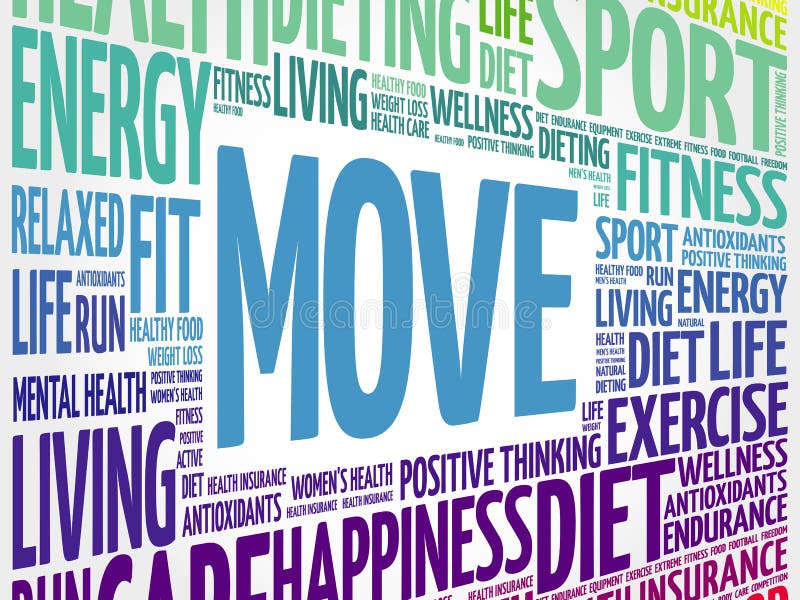 MOVE word cloud collage stock illustration. Illustration of coach ...