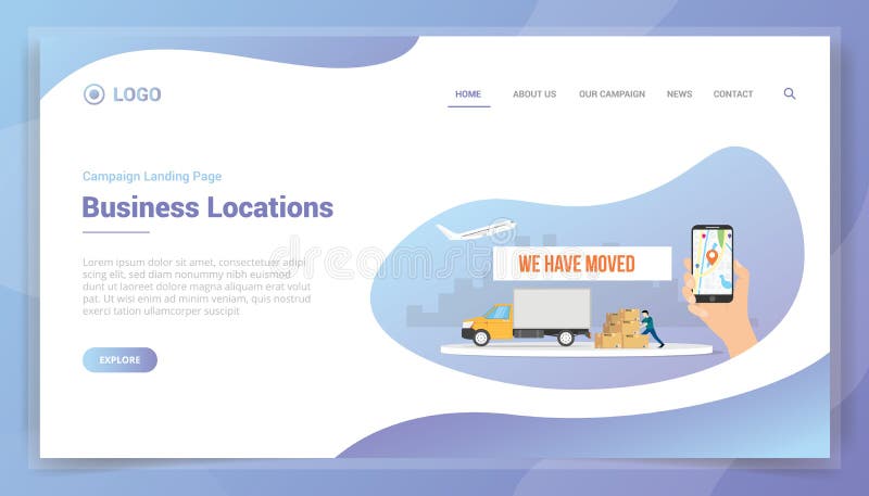 Moved Business Location Concept for Website Template or Landing ...