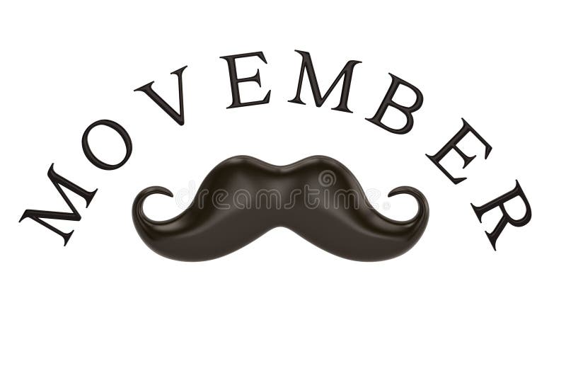 Movember Com O Bigode Isolado No Illustrat Branco Do Fundo 3D ...