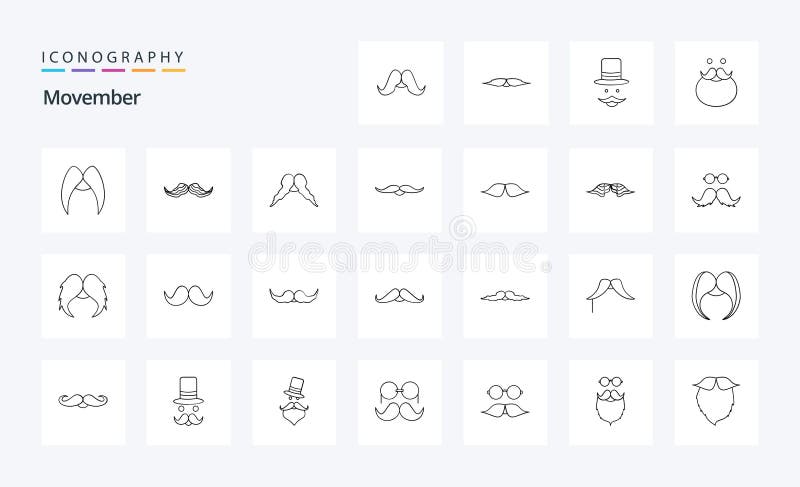25 Movember Line Icon Pack. Vector Icons Illustration Stock Vector ...