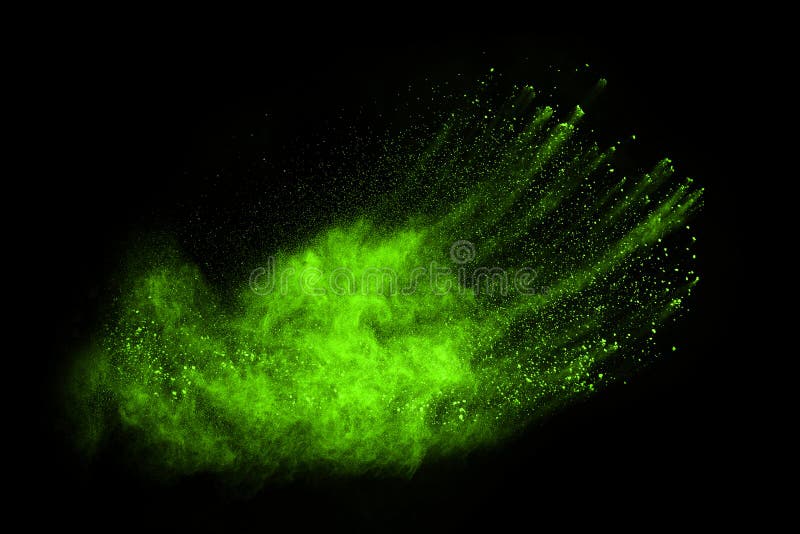 Explosive Powder Green on Black Background. Stock Photo - Image of ...