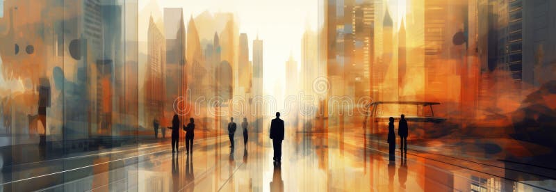 Movement and Activity Merging Together in a Striking Way. Illustration ...