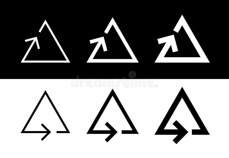 Rotation of the Arrow in the Triangle Icon. Symbol of Movement or ...