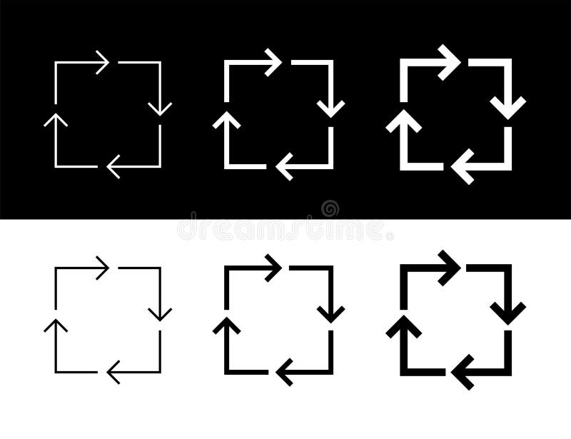 Movement of Arrows in the Shape of a Square or Diamond. Stock Vector ...