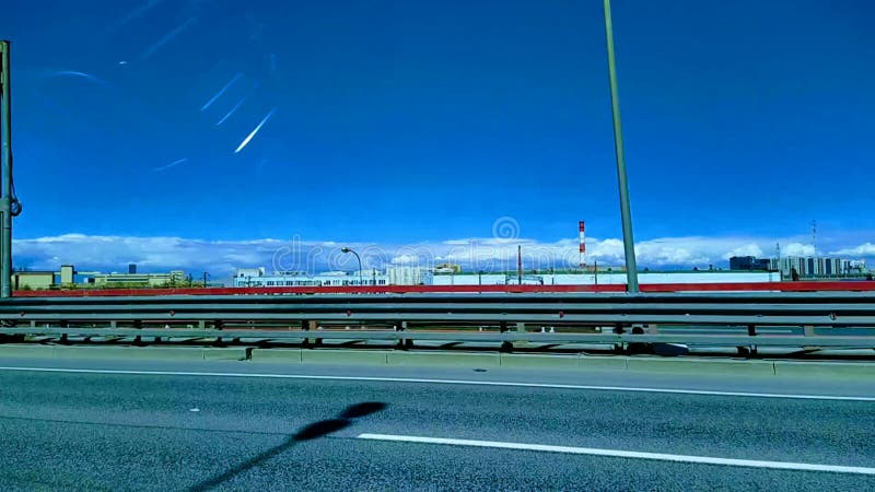 Movement of the Car in the Daytime Side View from the Window on the ...