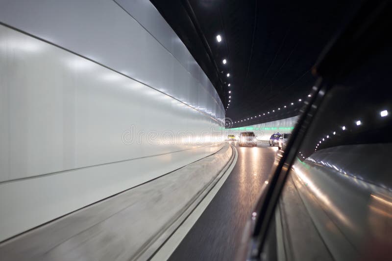 Movement in Car Inside Tunnel of Modern City Stock Image - Image of ...