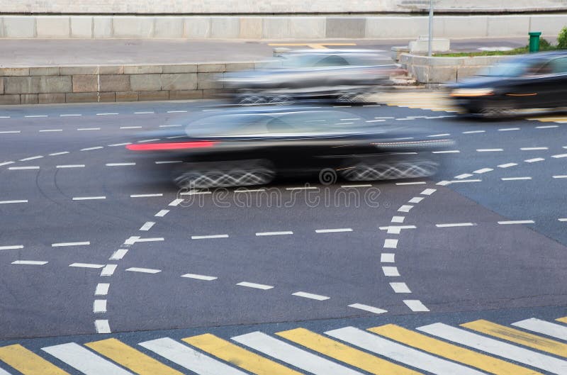 Movement of Car at Intersection in City Stock Photo - Image of road ...