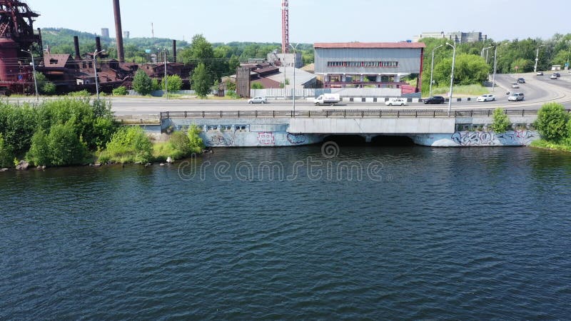Movement of Cars on the Dam Across the River Stock Video - Video of ...