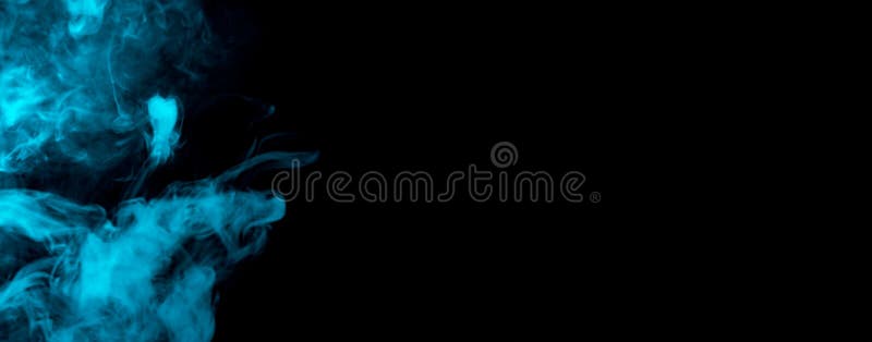 Movement of a Cloud of Blue Cigarette Steam, on Dark Background. Banner ...