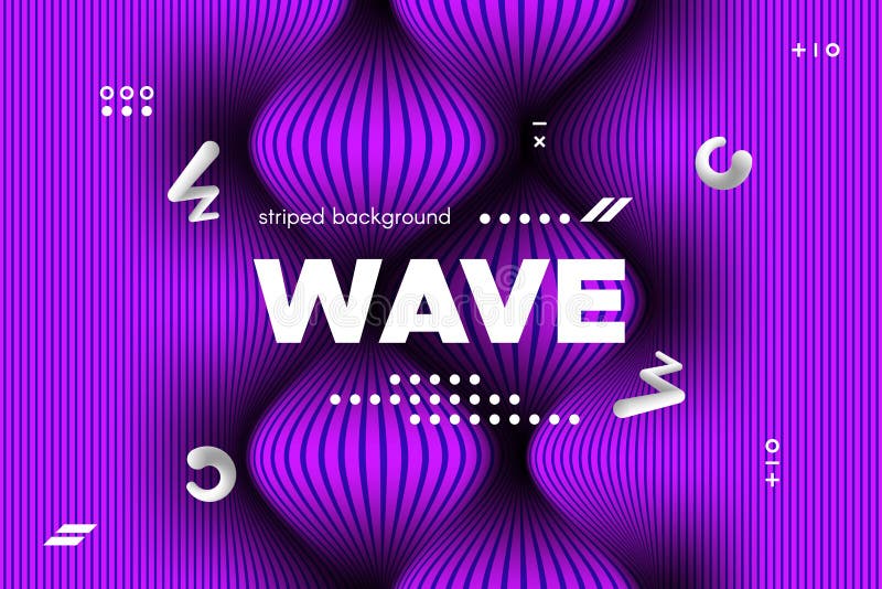 Movement of Distorted Purple Stripes. 3d Poster. Stock Vector ...