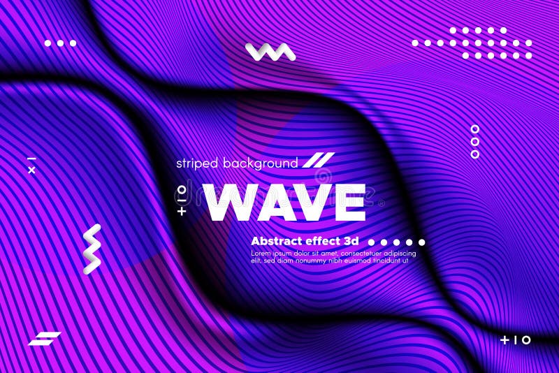 Movement of Distorted Purple Stripes. 3d Poster. Stock Vector ...