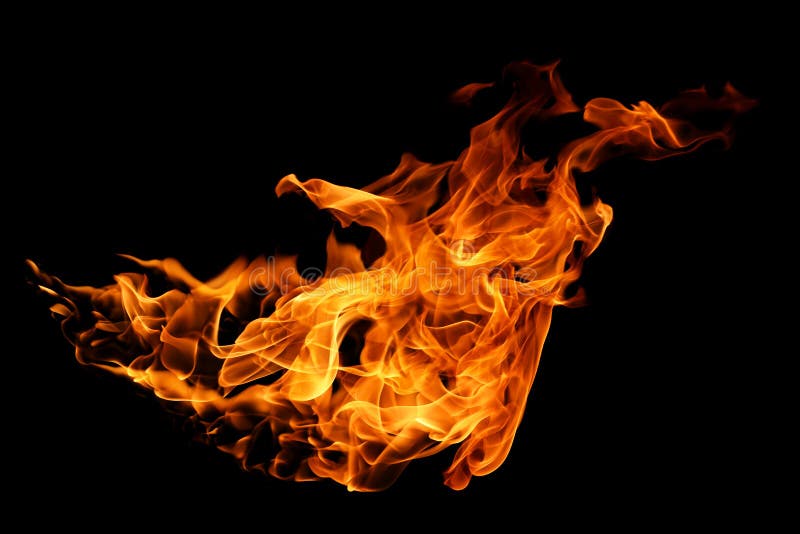 Movement of Fire Flames Isolated on Black Background Stock Photo ...