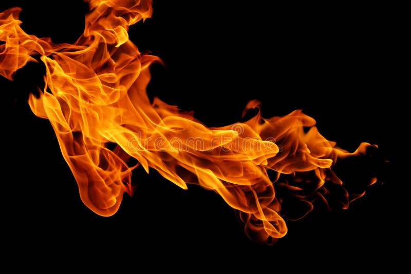 Movement of Fire Flames Isolated on Black Background Stock Photo ...
