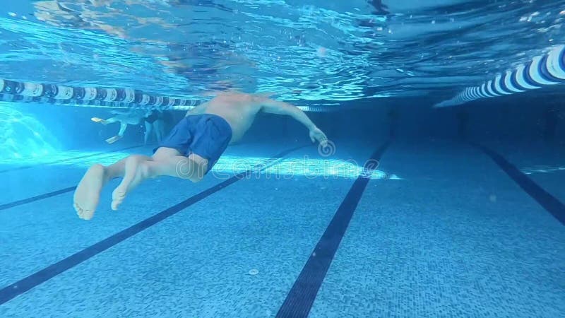 Movement Forward Underwater at Public Pool Stock Video - Video of ...