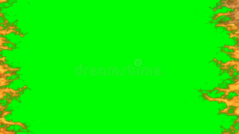 Movement Frame Real Fire Burned on Chrome Lock, Green Screen Background ...