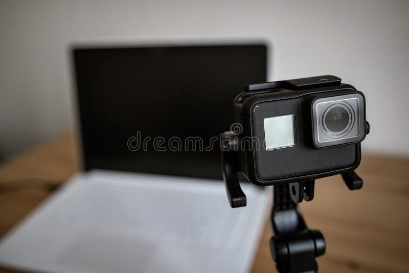 Movement in Front of the Computer Camera Stock Image - Image of laptop ...