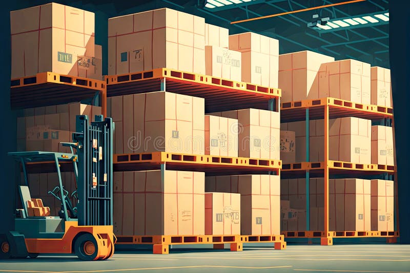 Movement Loading of Boxes on Racks in Warehouse Stock Photo - Image of ...