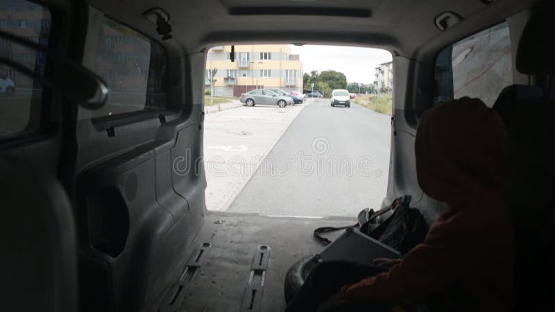 The Movement of Minivan with an Open Trunk. Preparation Car Carriage ...