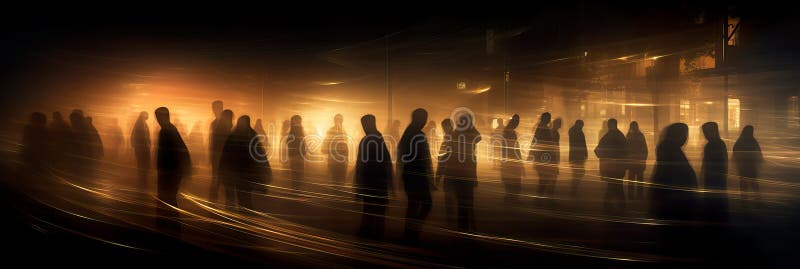 Movement of People in a Crowded Space, Creating Ghostly Figures with ...