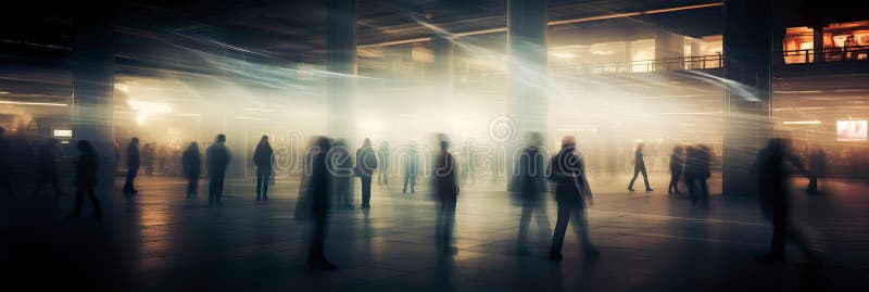 Movement of People in a Crowded Space, Creating Ghostly Figures with ...