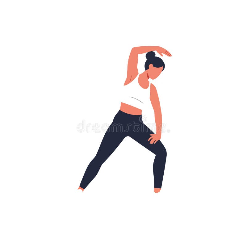 Woman Stretching in a Dynamic Pose with Flat Design Vector Art Stock ...