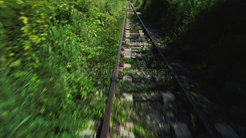 The Movement of the Train on Railway Tracks. Shooting Frontal Movement ...