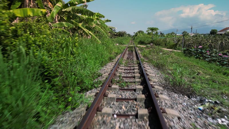 The Movement of the Train on Railway Tracks. Shooting Frontal Movement ...