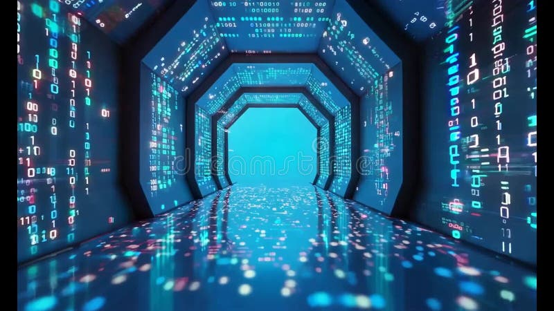 Binary Code Abstract Tunnel Stock Footage - Video of future, color: 367291454