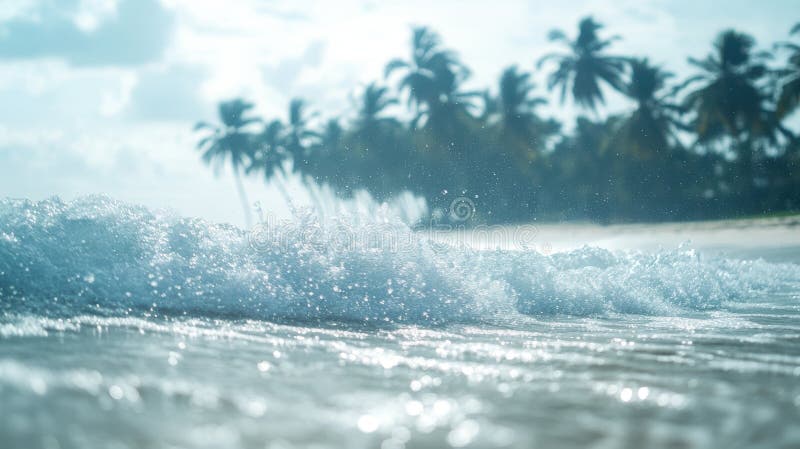 Movement of Water with Blurred Trees, Tranquil and Dynamic Coastal View ...