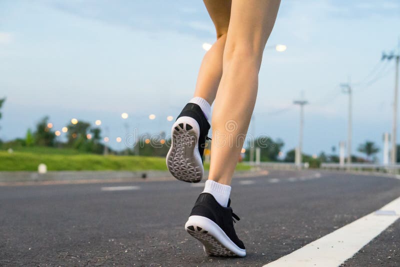 Movement. Woman Legs Running on Road Stock Photo - Image of athlete ...