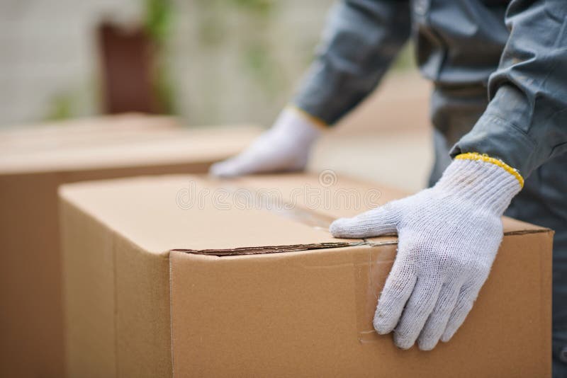 Mover Carrying Cardboard Boxes Stock Image - Image of delivery ...