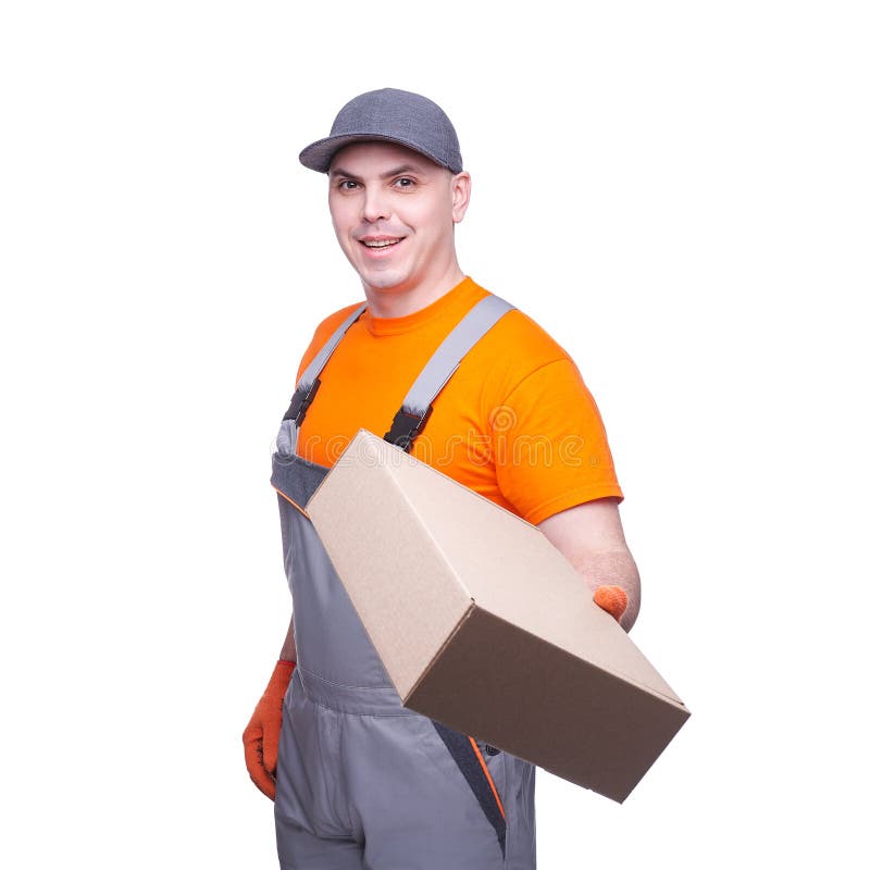 The Mover Delivers Cargo Isolated on White Background Stock Image ...
