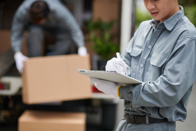 Mover Filling Document stock photo. Image of report - 268536316