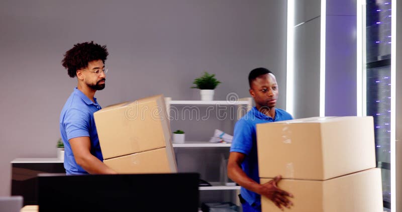 Mover Services. Workers Moving Office Stock Image - Image of package ...