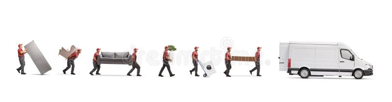 Movers Loading Household Items in a Van Stock Image - Image of holding ...