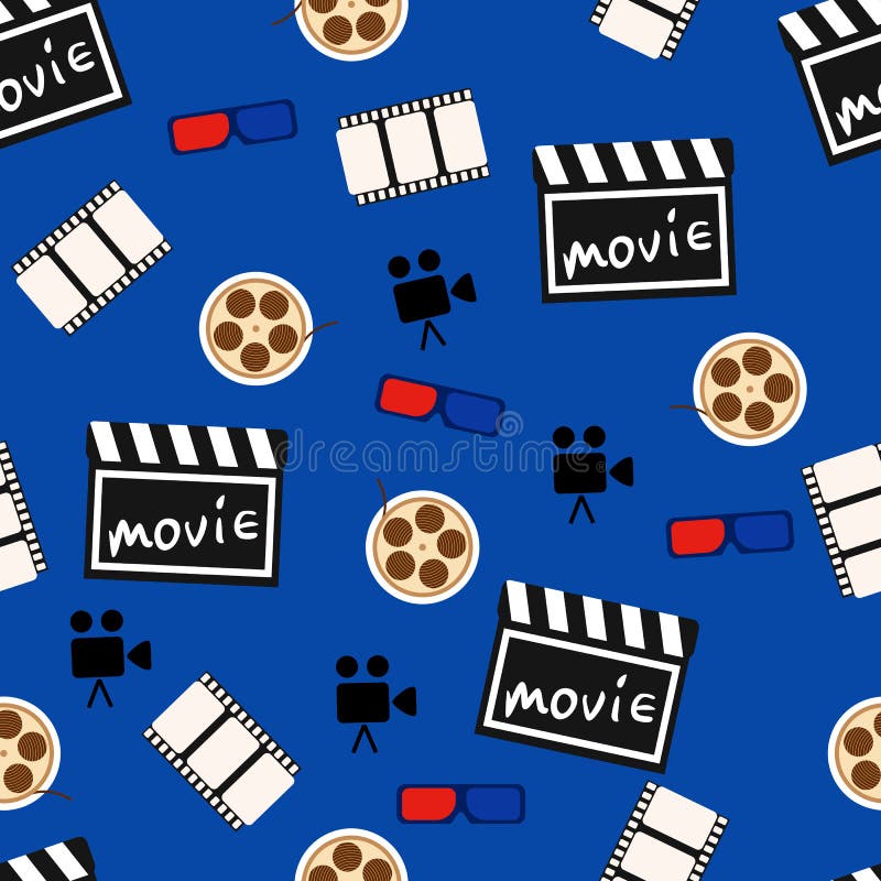 Movie Abstract Seamless Pattern, Movie Background Vector Stock Vector ...