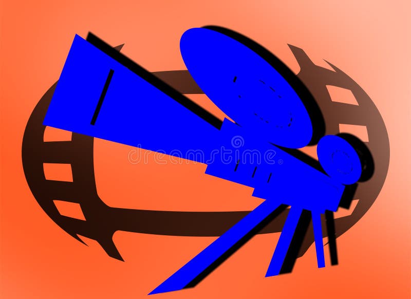 Movie camera and film stock illustration. Illustration of industry ...